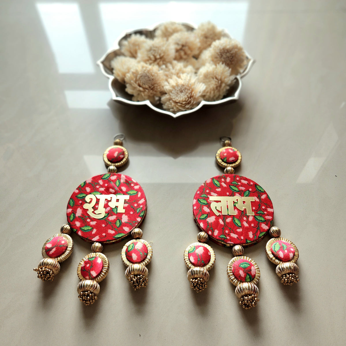 Shubh Labh Hanging - Red Pichwai